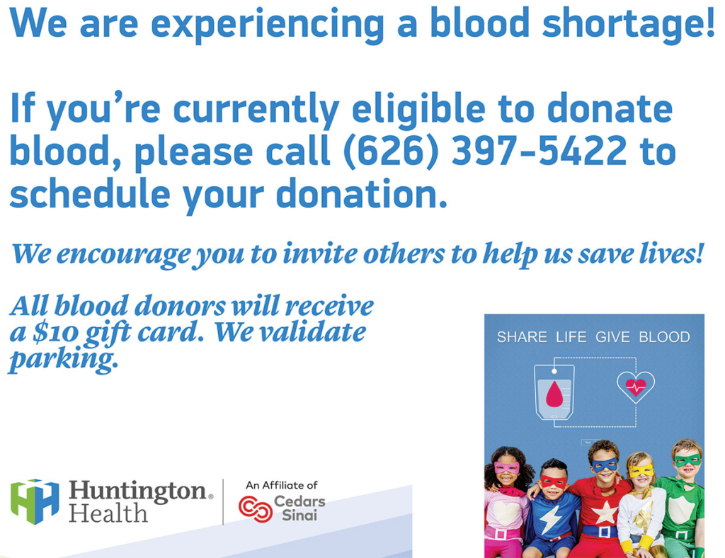 Donate Blood Today! | Huntington Hospital